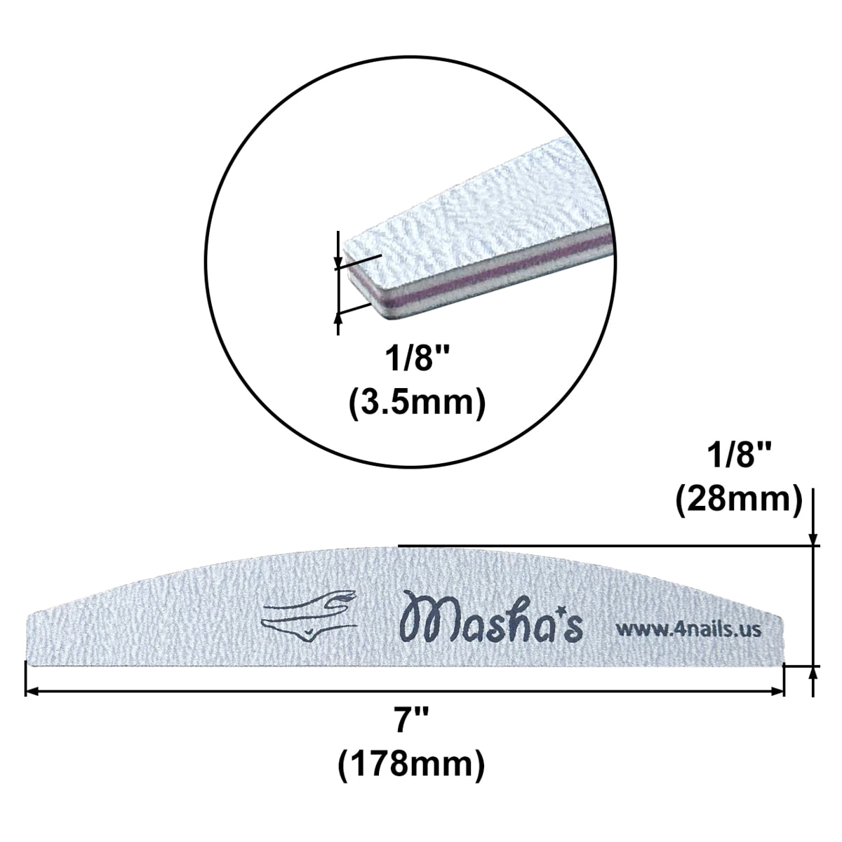MASHAS Universal Nail Files Halfmoon 50pcs set 180/240 - Masha`s Nails Shop